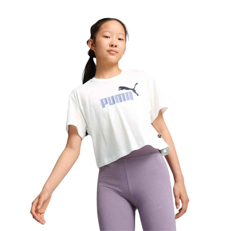 Puma Girls Logo Cropped Tee "White" - manelsanchez.pt